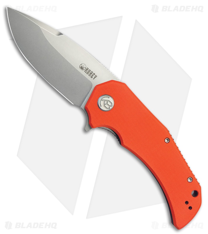 Kubey Knives Bravo One Knife Orange G-10 Drop Point BB