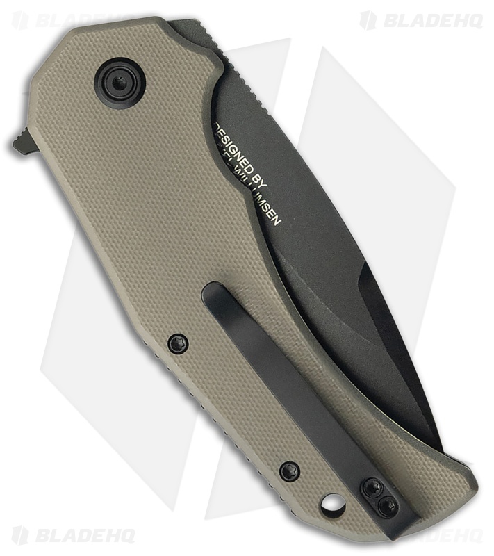 Kubey Knives Bravo One Knife Tan G-10 Drop Point Black SW