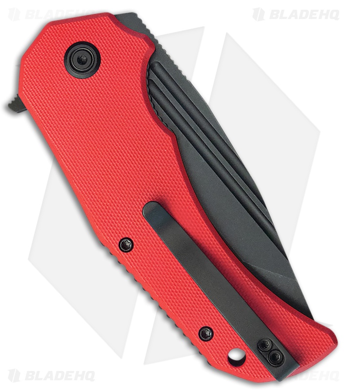 Kubey Knives Bravo One Pocket Knife Red G-10 Tanto Black SW