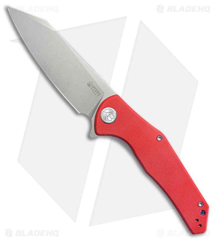 Kubey Knives Flash Tanto Knife Red G-10 (3.9" Satin) KU158