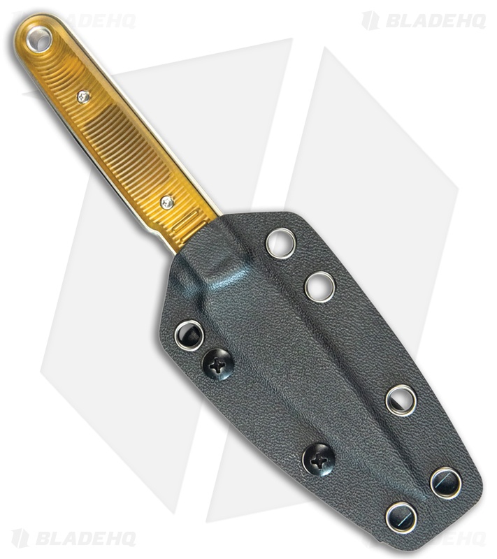 Kubey Fixie Fixed Blade Knife Yellow Ultem Stonewash