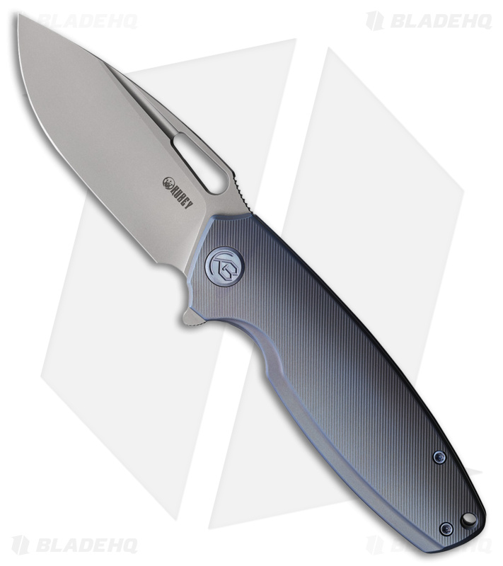 Kubey Tityus Frame Lock Knife Blue Titanium - Blade HQ