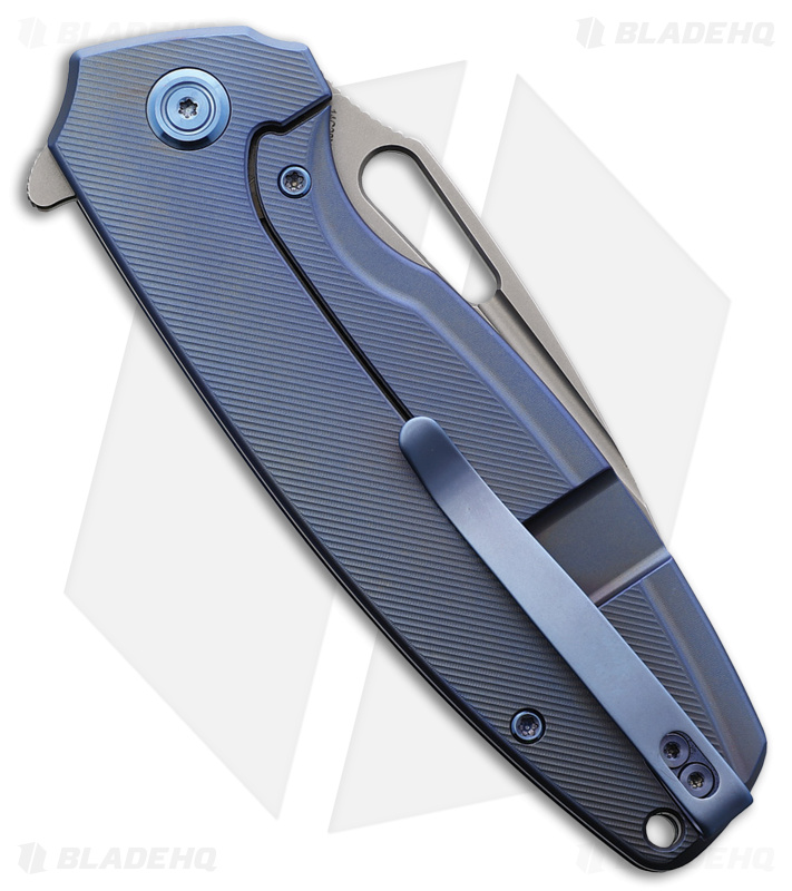 Kubey Tityus Frame Lock Knife Blue Titanium - Blade HQ