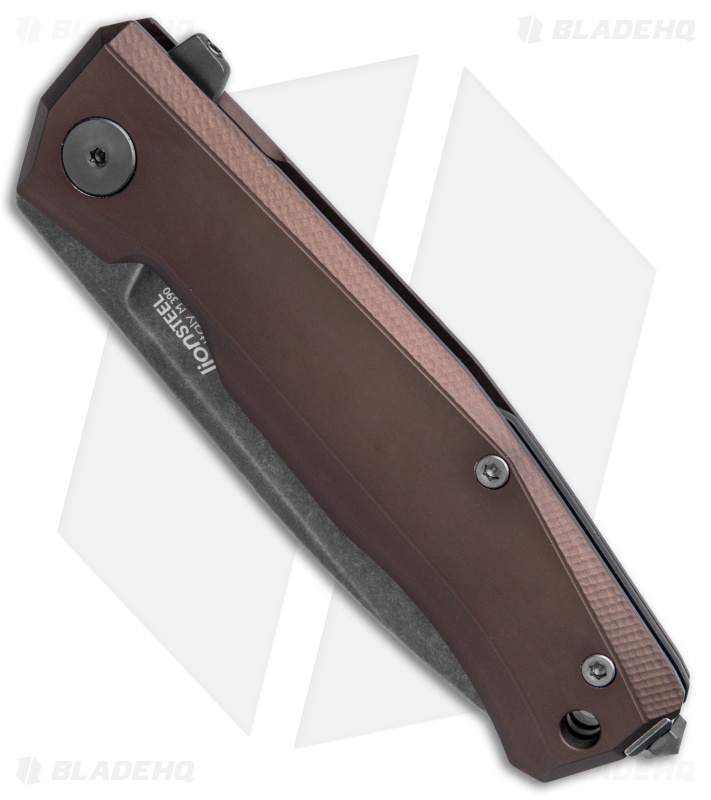 LionSteel Myto Frame Lock Knife | Black SW + Brown Al - Blade HQ