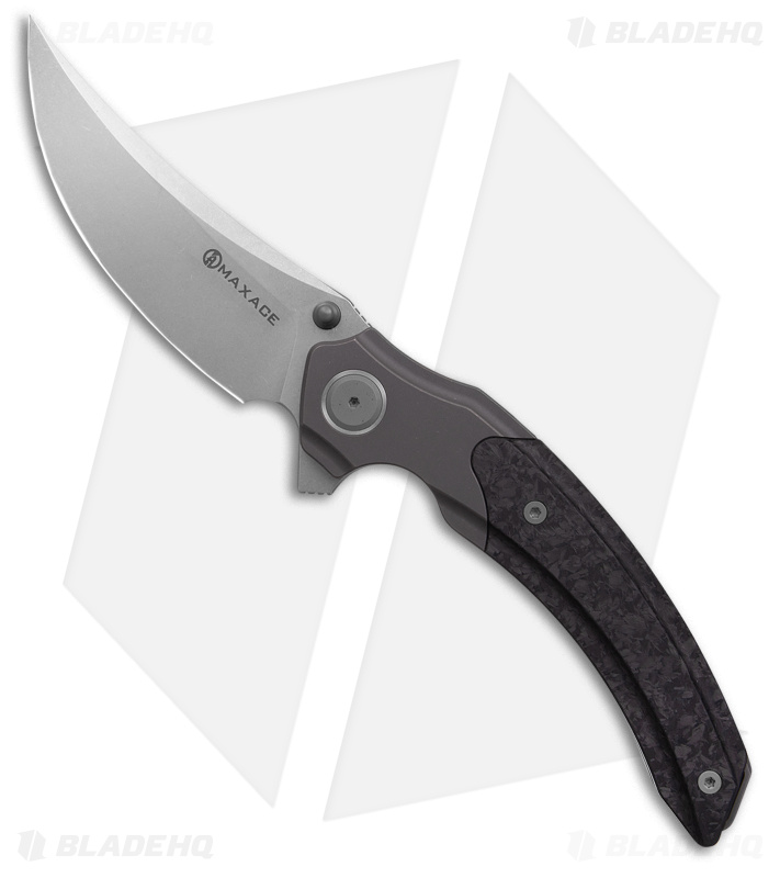 Maxace Rock Knife Marble CF + Ti (4" SW M390) - Blade HQ