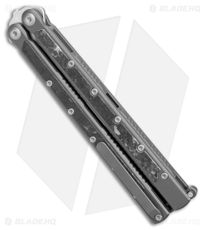 Maxace Shi Balisong Butterfly Knife Black Stonewash Carbon Fiber