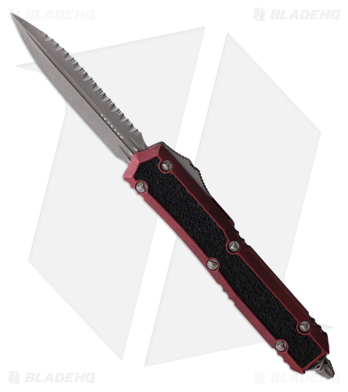 Microtech Makora OTF Red Aluminum/3M D/E Apoc M390 Full Serr