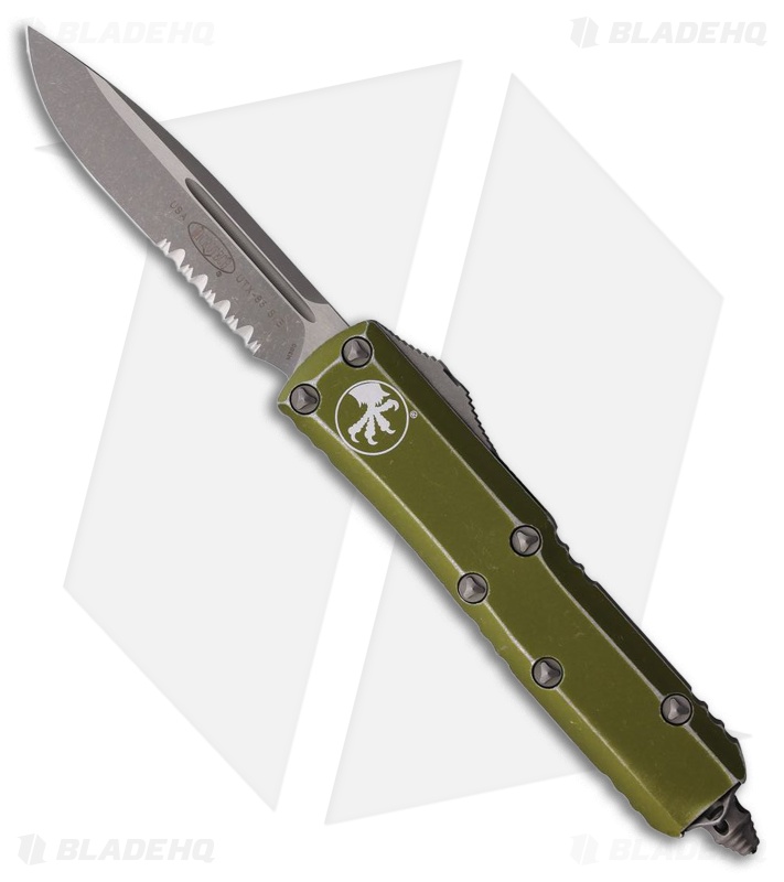 Microtech UTX-85 S/E OTF Knife Distressed OD Green Apoc Serr