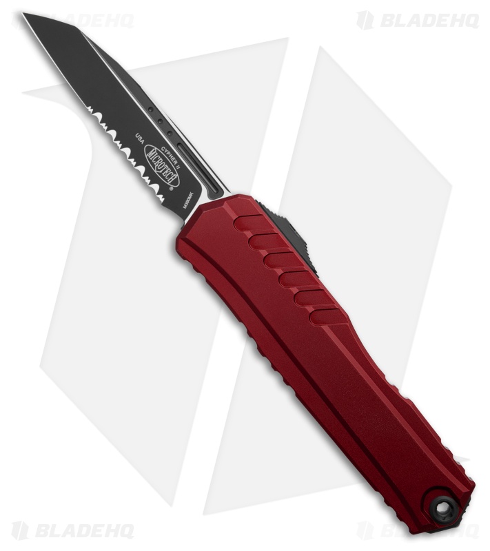 Microtech Cypher II S/E OTF Knife Merlot Red Al Black Serr