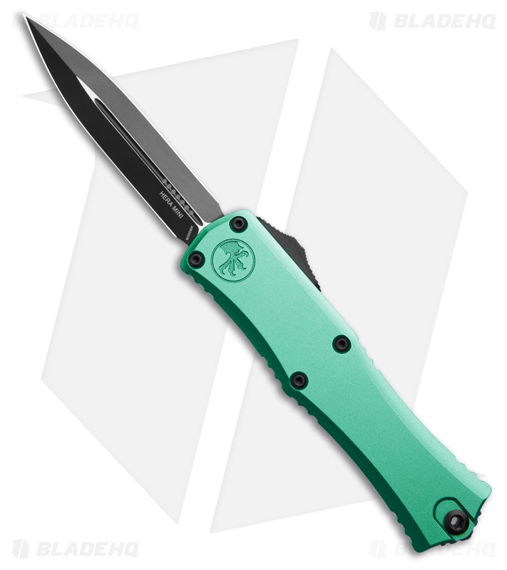 Microtech Hera II Mini D/E OTF Knife Turquoise Al Black
