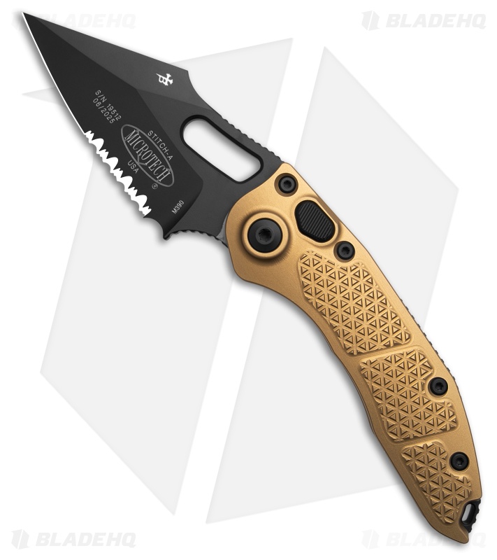 Microtech Stitch Automatic Knife Tan Aluminum Black Serr