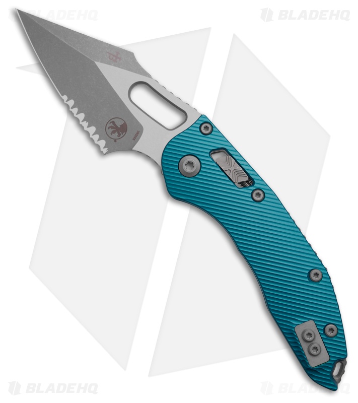 Microtech Stitch Knife Fluted Blue Aluminum Apocalyptic Serr