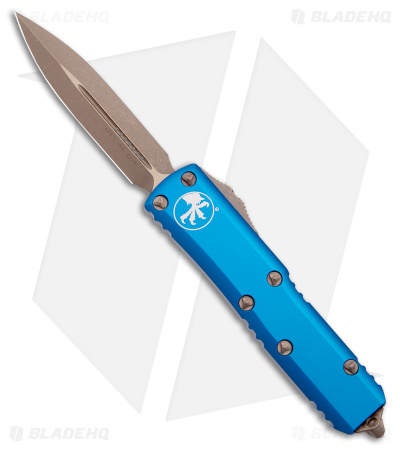 Microtech UTX-85 D/E Auto Knife Blue (3" Bronze) - Blade HQ