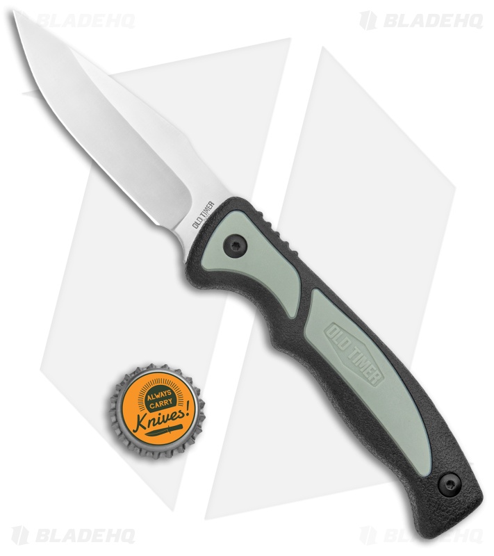 Old Timer Trail Boss Fixed Blade Caping Knife Black/Green (4" SS)