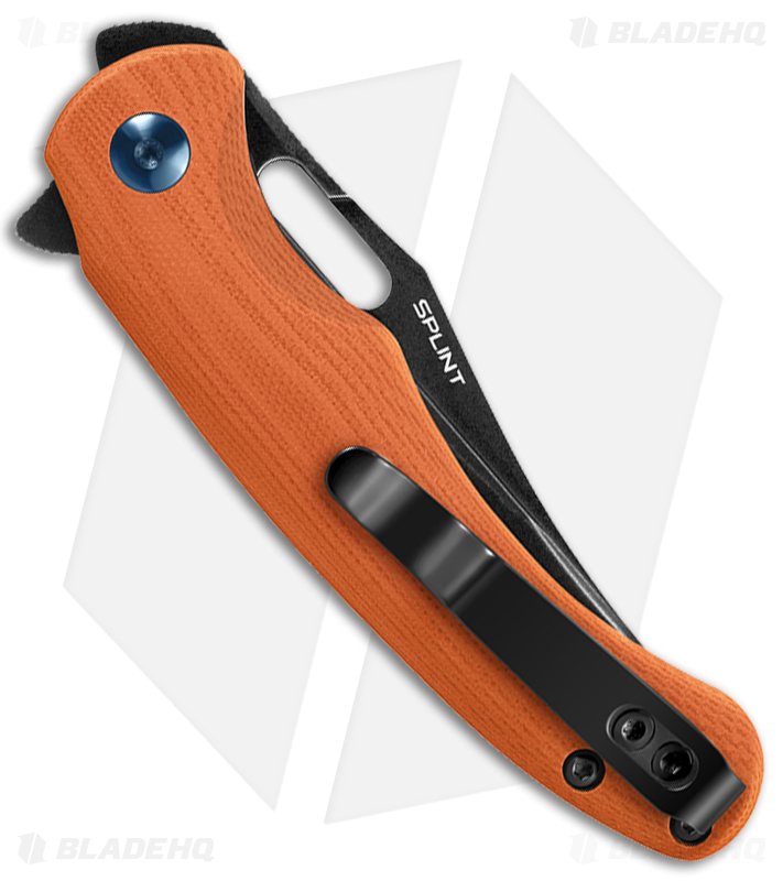 Olight Splint Liner Lock Orange G-10 (3" Black) - Blade HQ