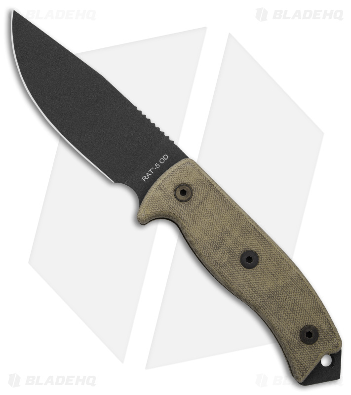 Ontario OKC RAT-5 Fixed Blade OD Green Micarta - Blade HQ