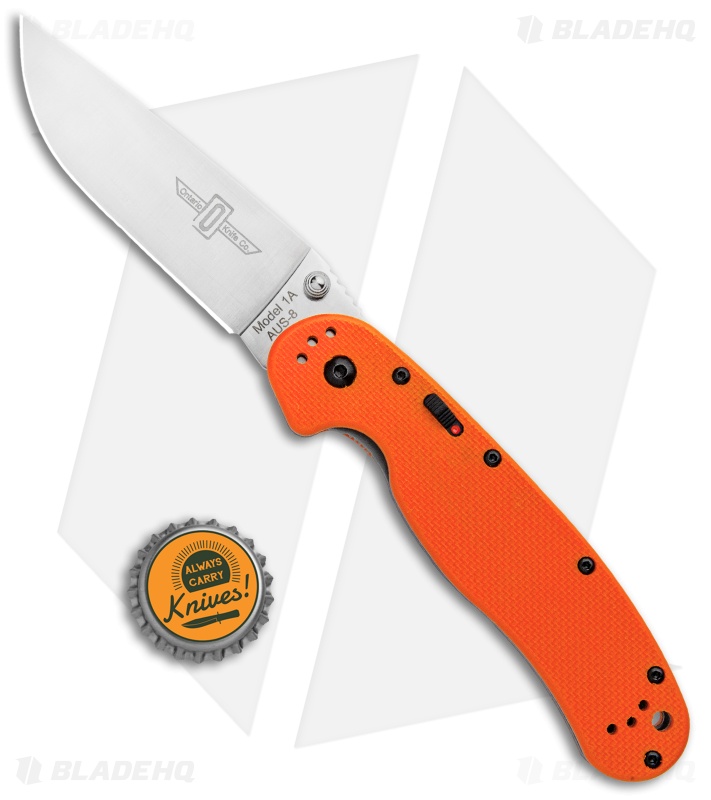 Ontario RAT Model 1A Spring Assisted Knife Orange G-10 (3.625" Satin ...