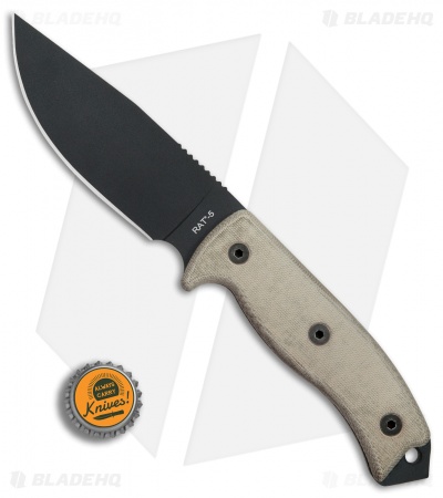 Ontario OKC RAT-5 Fixed Blade Knife Tan Micarta (5" Black) 8667 - Blade HQ
