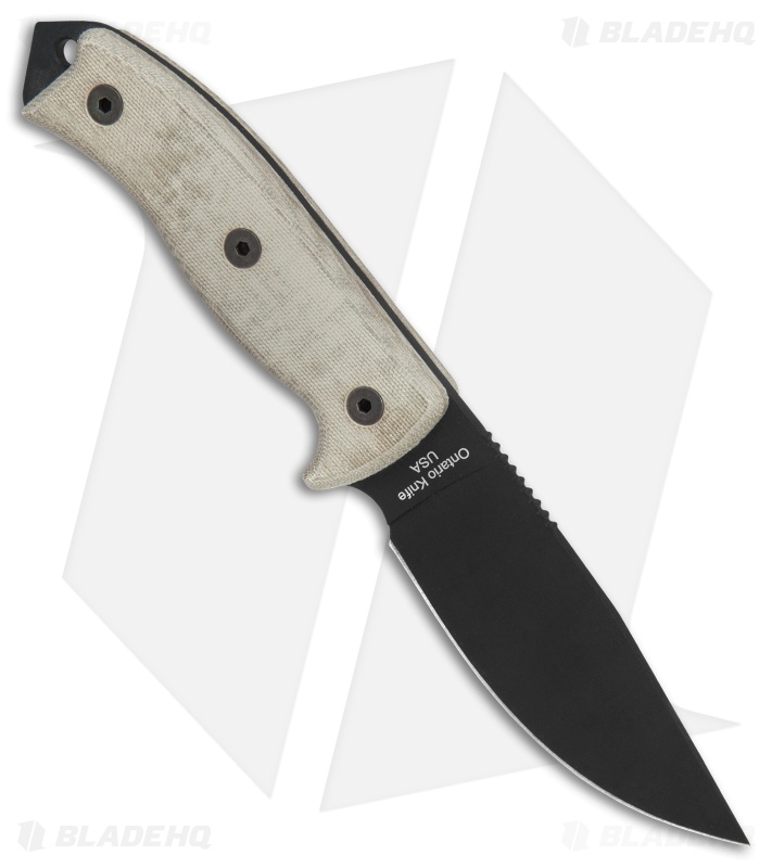 Ontario OKC RAT-5 Fixed Blade Knife Tan Micarta (5" Black) 8667 - Blade HQ