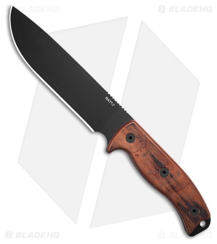 Ontario Rat-7 Knife Laminate Wood Black Powder Coat