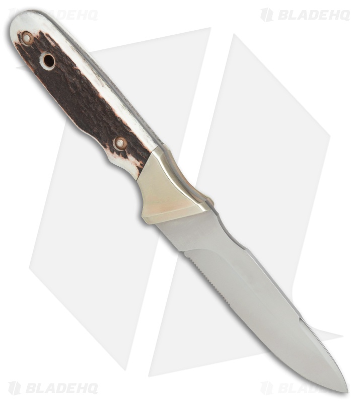 Puma Raubwild Fixed Blade Knife Stag (3.75" Satin Serr) 113403 - Blade HQ