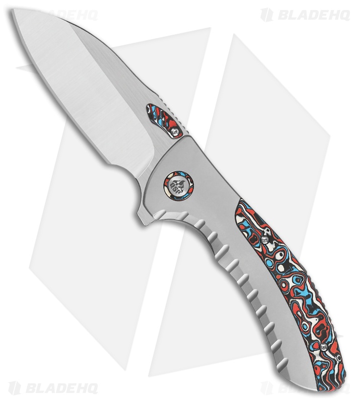 QSP Capybara Pocket Knife Ti + Red/White/Blue CF (Satin)
