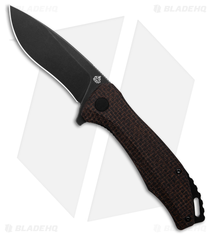 QSP Raven Liner Lock Knife Micarta Brown | Black Blade