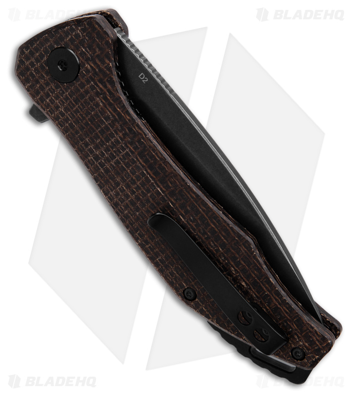 QSP Raven Liner Lock Knife Micarta Brown | Black Blade