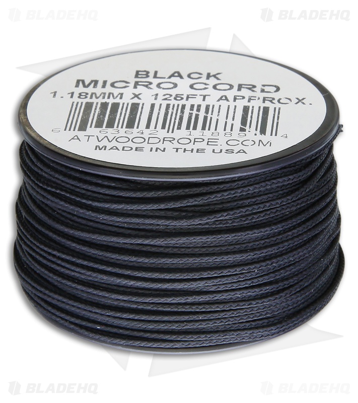 Atwood Rope MFG Micro Cord 125' Black - Blade HQ