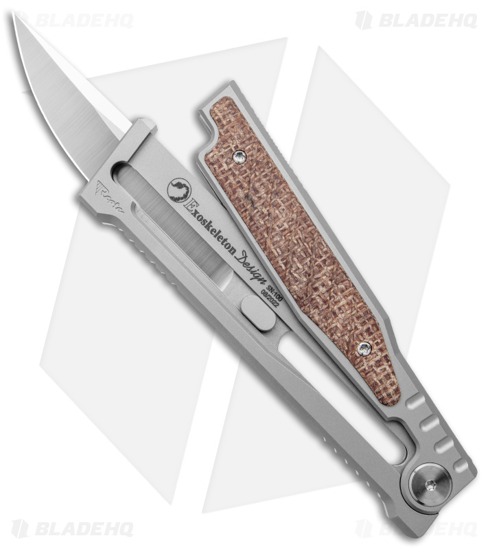 Reate EXO Drop Point Gravity Ti/Burlap Micarta - Blade HQ
