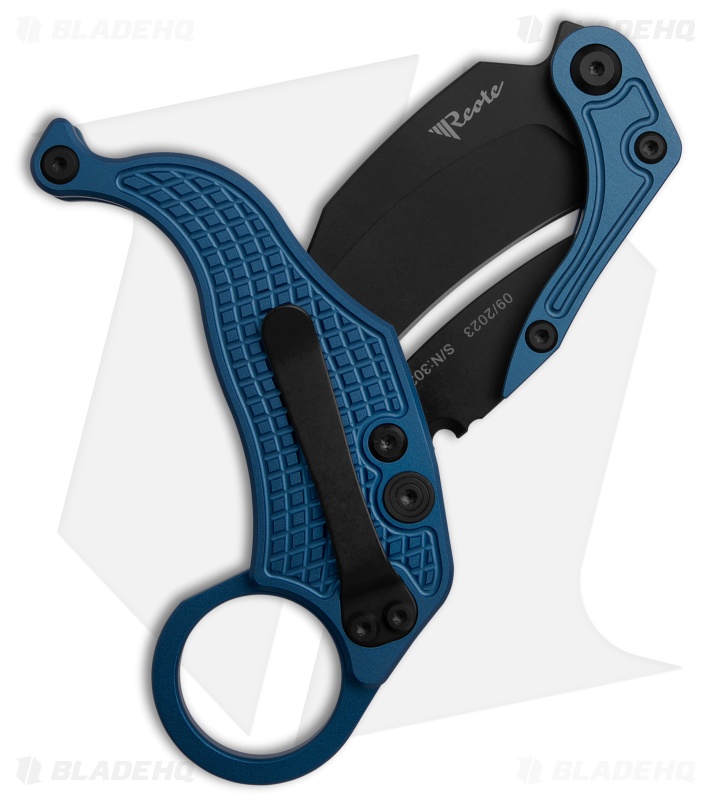 Reate EXO-K Gravity Karambit Knife Blue Aluminum + Black