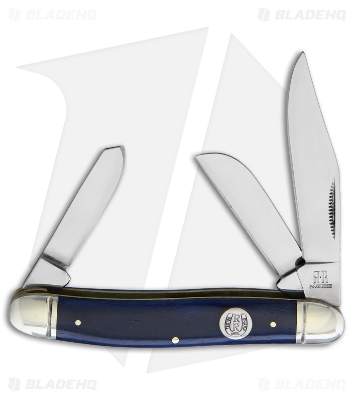 Rough Rider Stockman Knife Blue Smooth Bone Satin