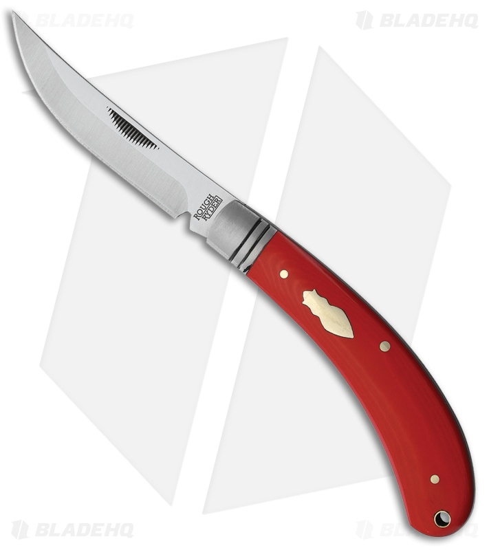 Rough Ryder Bow Trapper Knife Red Micarta Satin