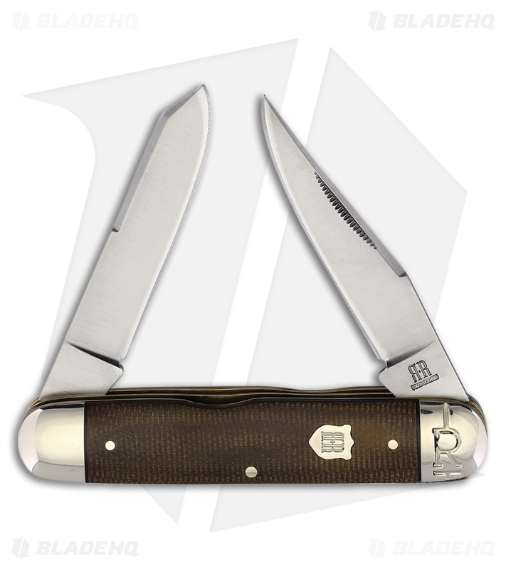Rough Ryder Moose Knife Brown Burlap Micarta Satin