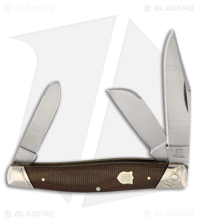 Rough Ryder Stockman Knife Brown Burlap Micarta Satin
