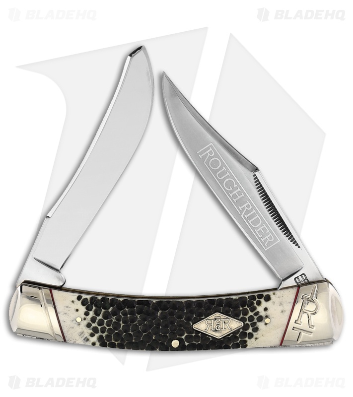 Rough Ryder Moose Knife White Buckshot Bone Satin