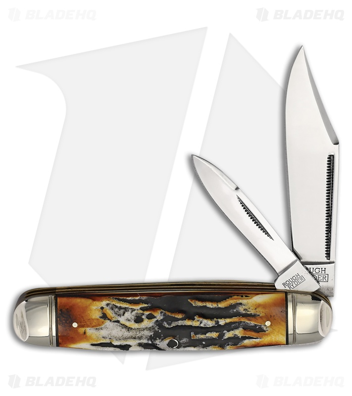 Rough Ryder Cattleman Knife Cinnamon Stag Bone Mirror