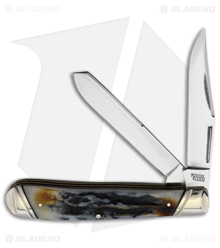 Rough Ryder Trapper Knife "Cinnamon" Bone Stag Satin