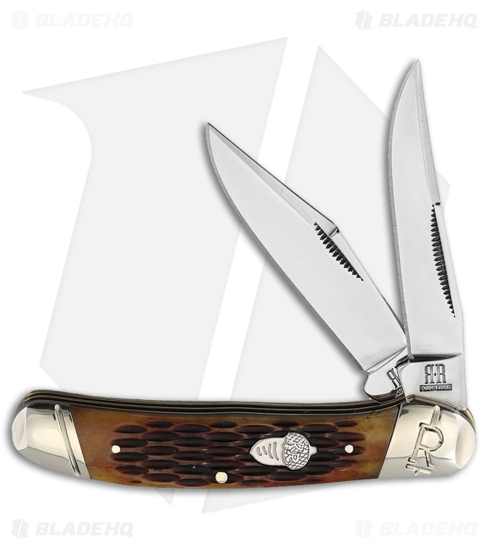 Rough Ryder Copperhead Knife Amber Jigged Bone Satin