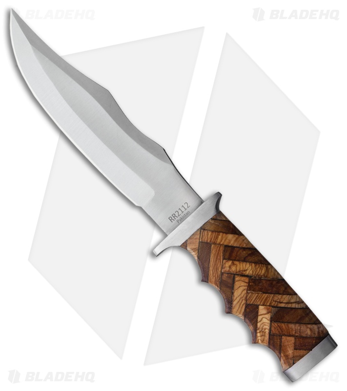 Rough Ryder Cross Hatch Fixed Blade Knife Wood Satin