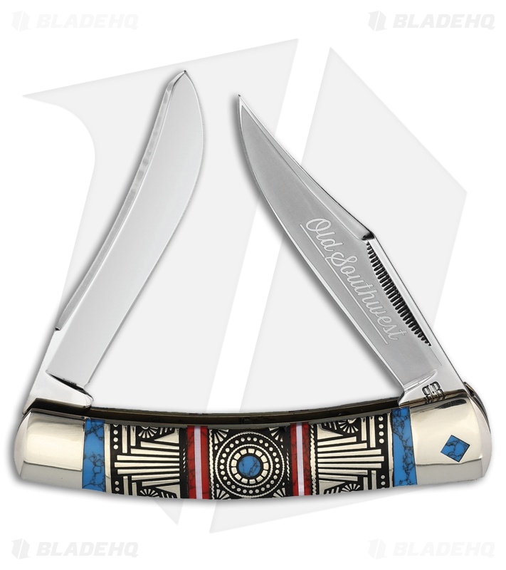 Rough Ryder Old Southwest Large Moose Knife Red/Blue Stone