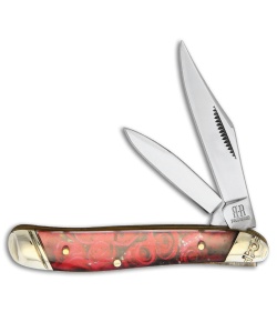 Rough Ryder Peanut Knife Red Roses Pattern Satin