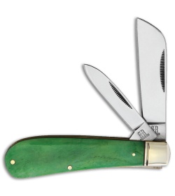 Rough Ryder Working Man Half Hawk Knife Green Smooth Bone