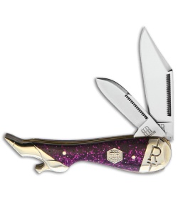 Rough Ryder Lady Leg Knife Purple Glitter Acrylic Satin