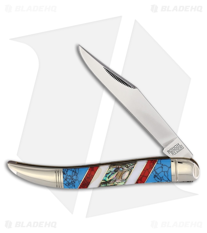 Rough Ryder Large Toothpick Knife Blue/Red Stoneworx Mirror