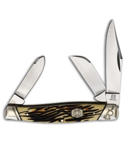 Rough Ryder Large Stockman Knife Brown Tuff Stag Satin