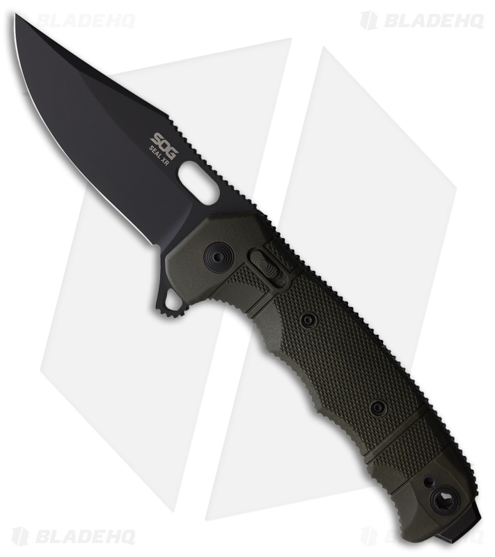 SOG Seal XR Flipper XR-Lock Knife OD Green FRN (Black S35VN)