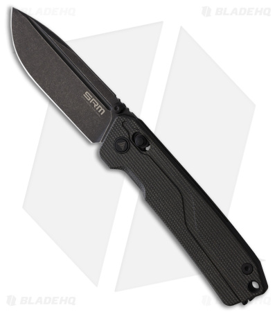 SRM Knives 7228L-MB2 Rubik AMBI Lock Knife Black Micarta