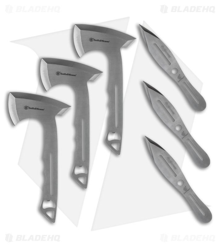 Smith & Wesson Throwing Combo Set – 3 Axes & 3 Knives with Sheaths ...
