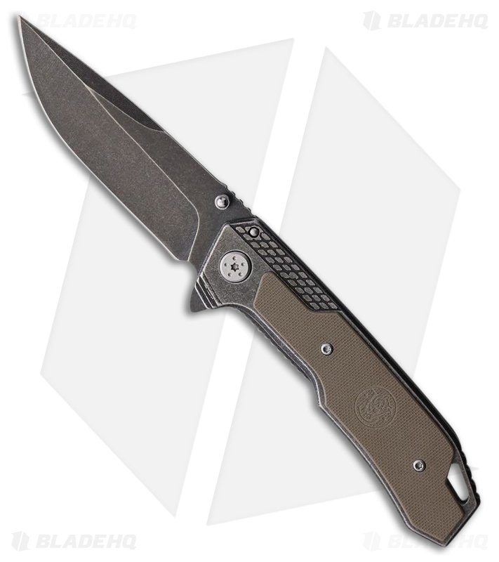 Smith & Wesson Folding Flipper Liner Lock Tan G-10 (3.55" Black SW ...